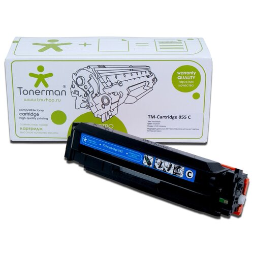 Картридж Tonerman Картридж Tonerman TM-Cartridge 055 C без чипа, 2100 стр, голубой