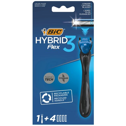 Бритва Bic Flex3 Hybrid + 4 кассеты