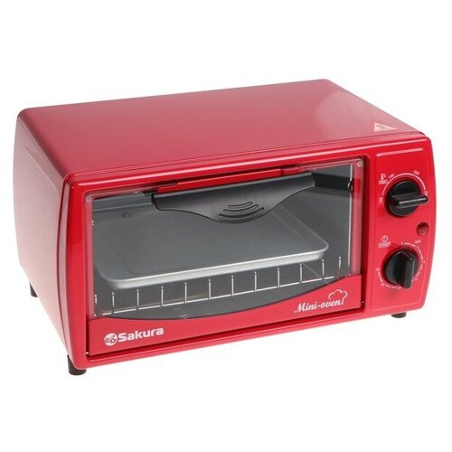 Мини-печь Sakura SA-7018R, 1000 Вт, 10 л, 100-250°С, таймер, красная