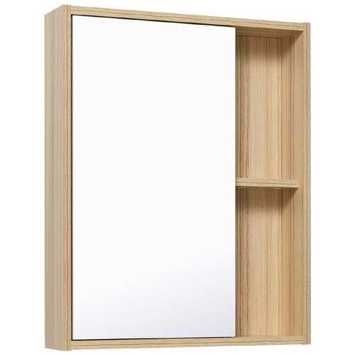 Шкаф-зеркало для ванной Runo Эко 52, (ШхГхВ): 52х12х65 см, лиственница/белый