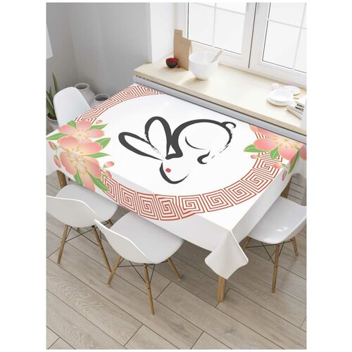 Скатерть прямоугольная JoyArty на кухонный стол "Кроличий узор" из оксфорда, 180x145 см