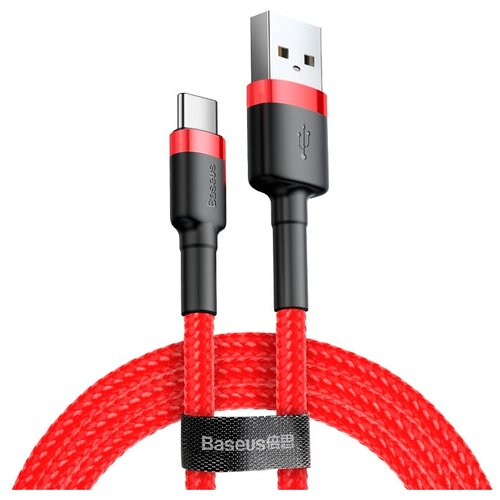 Кабель Baseus Cafule USB-A/USB-C 3A (CATKLF-A/CATKLF-B), 0.5 м, 1 шт., красный