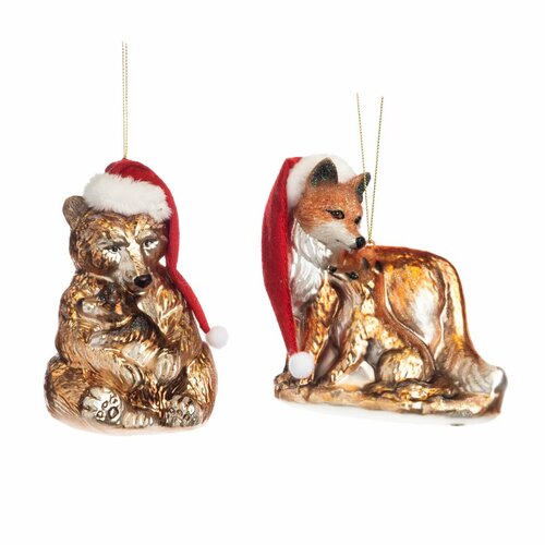 Стеклянные мишка и лисичка GOODWILL M&G коричневые 13,5 см (цена за набор из 2шт)