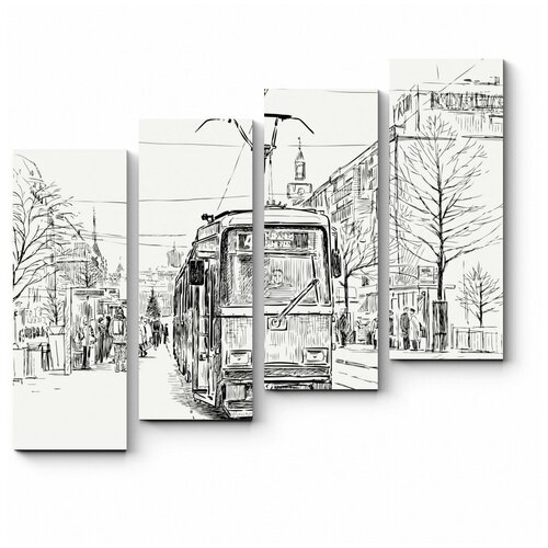 Модульная картина Городской пейзаж в черно-белом 90x78