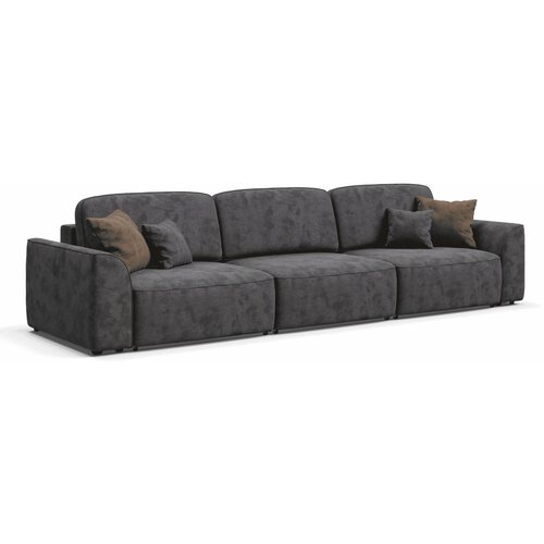 Уникальный диван-кровать KING MAX SE, с ящиками для хранения, еврокнижка, велюр Alkantara серый, 350х115х84 см