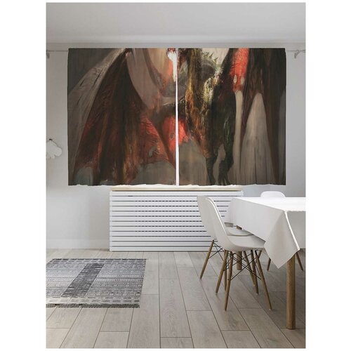 Классические шторы JoyArty "Огненный дракон", серия Oxford DeLux, 2 полотна 145x180 см