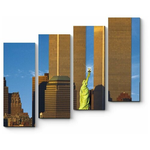Модульная картина Всемирный торговый центр за Статуей Свободы90x78