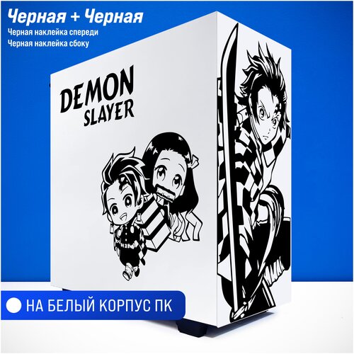 Наклейка на ПК, стикер на белый корпус компьютера - "Demon Slayer - A"