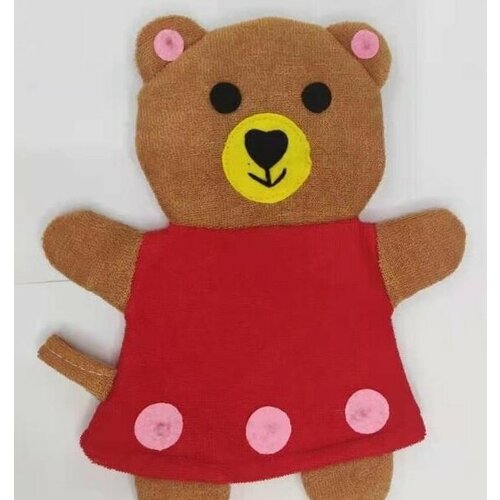 Мочалка-варежка для тела детская «Water Magic - Медведица Джулия», цвет коричневый 23*19 см (ZIP пакет)