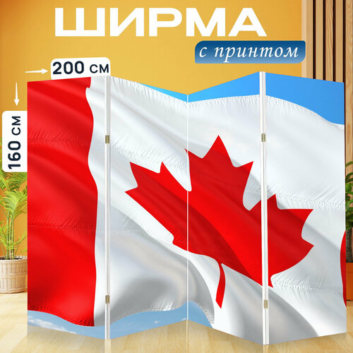 Ширма перегородка с принтом "Международный, знамя, флаг" на холсте - 200x160 см. для зонирования, раскладная