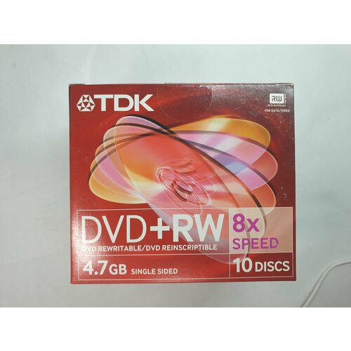 TDK DVD+RW 4.7gb, 8x, 120min / упаковка из 10 штук / компакт диск для записи