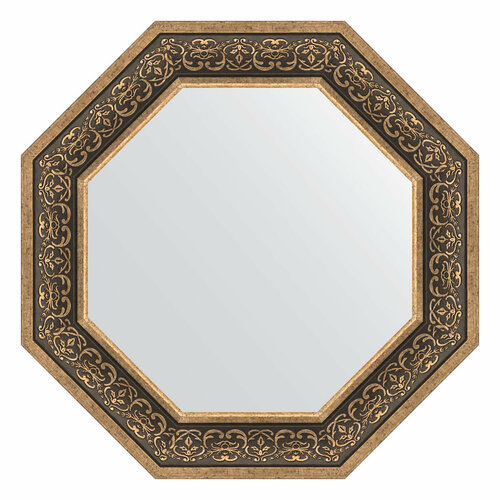 Зеркало настенное Octagon EVOFORM в багетной раме вензель серебряный, 69,4х69,4 см, для гостиной, прихожей, спальни и ванной комнаты, BY 3842