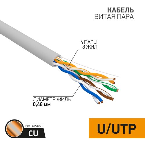 Кабель PROconnect 01-0052, 305 м, 1 шт., серый