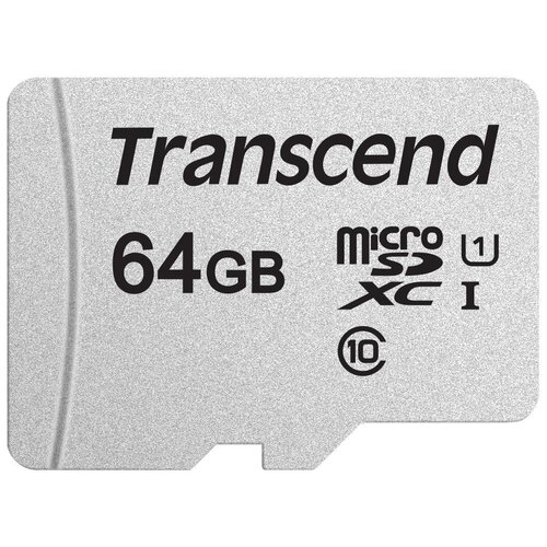 Карта памяти Transcend microSD 64 ГБ Class 10, A1, UHS-I U1, R/W 100/25 МБ/с, 1 шт., серебристый