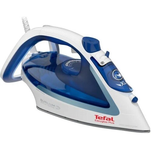 Утюг Tefal FV5736E0, 2500 Вт, эмалированная подошва, 45 г/мин, 270 мл, бело-синий, "Rowenta"