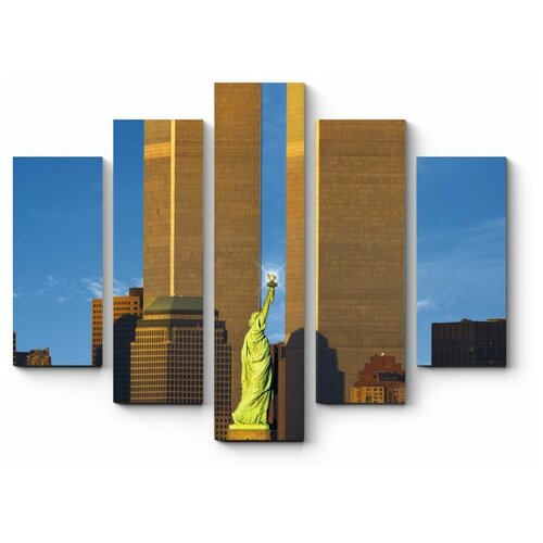 Модульная картина Всемирный торговый центр за Статуей Свободы125x100