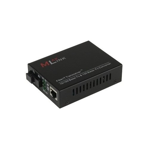 Медиаконвертер MlaxLink одноволоконный UTP/оптоволокно, 100Мбит/с, 20км, 1550/1310нм, RJ45/SC