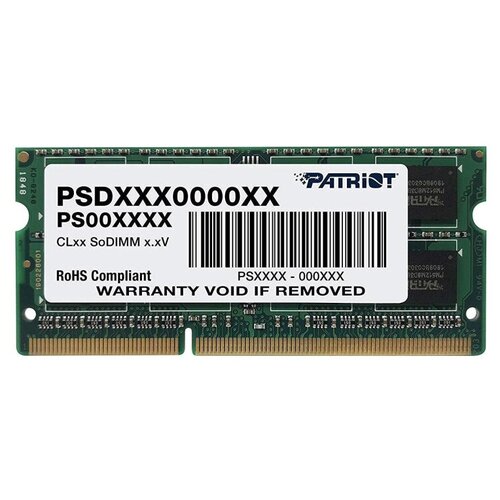 Оперативная память Patriot Memory SL 4 ГБ DDR3L 1600 МГц SODIMM CL11 PSD34G1600L2S