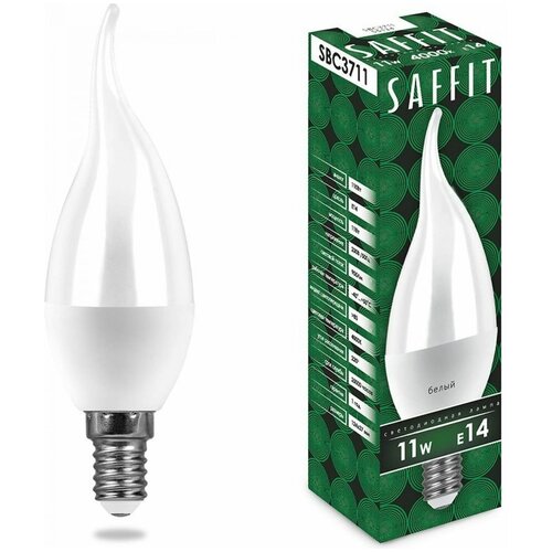 Лампа светодиодная Saffit E14 11W 4000K Свеча на ветру Матовая SBC3711 55134