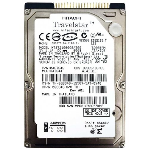 Жесткий диск Hitachi 0A28263 60Gb 7200 IDE 2,5" HDD