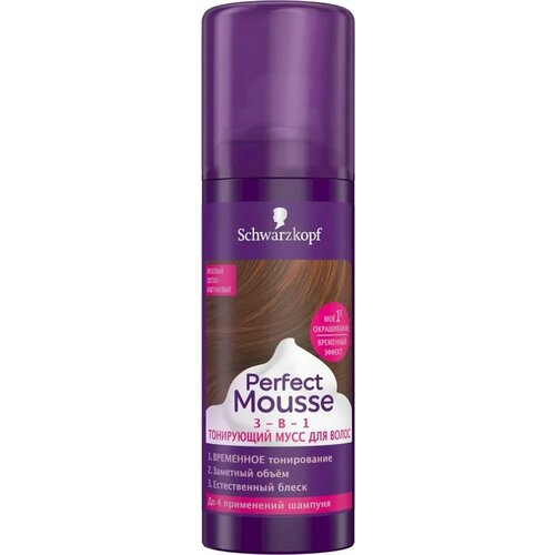 Schwarzkopf Тонирующий мусс 3-в-1 Perfect Mousse, Ореховый светло-каштановый, 120 мл