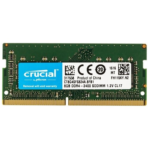 Оперативная память Crucial 8 ГБ DDR4 2400 МГц SODIMM CL17 CT8G4SFS824A