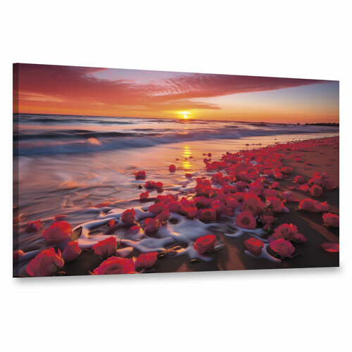 Интерьерная картина 100х60 "Розы в сияющем море"