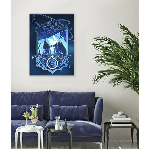 Картина/Картина на холсте/Картина на холсте для интерьера/Картина на стену/Картина в подарок для дома/- Мона синий логотип Genshin Impact 50х70