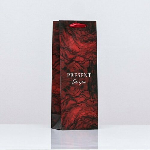 Пакет ламинированный под бутылку "Present for you",13 х 36 х 10 см (комплект из 12 шт)
