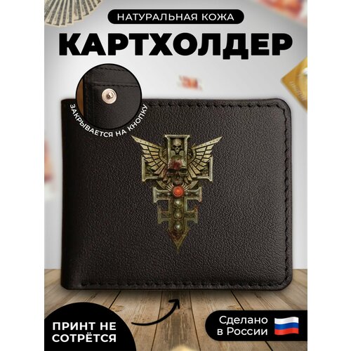 Визитница RUSSIAN HandMade KUP033, гладкая, черный, коричневый