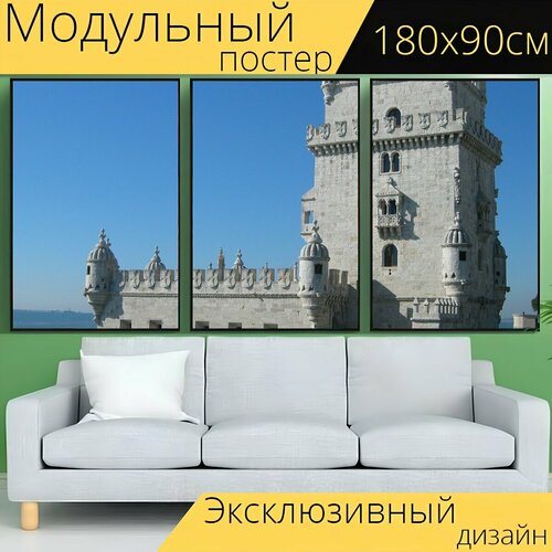 Модульный постер "Замок, строительство, ориентир" 180 x 90 см. для интерьера