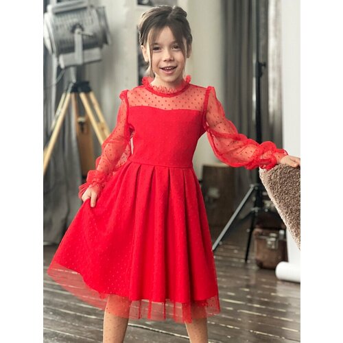 Платье Бушон, размер 146-152, красный