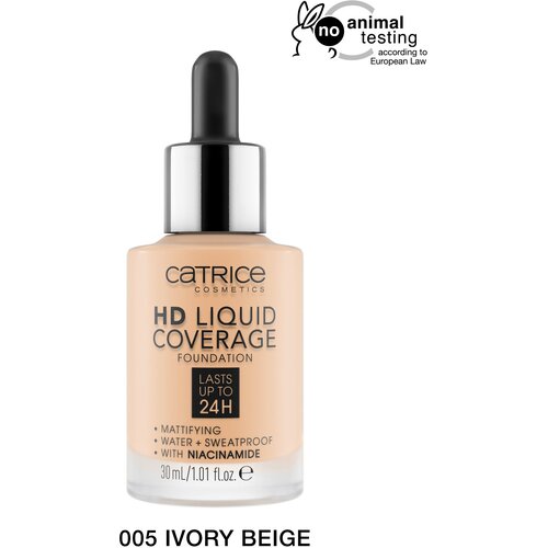 CATRICE Тональная эмульсия HD Liquid Coverage Foundation, 30 мл/130 г, оттенок: 005 ivory beige