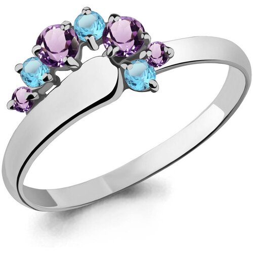 Кольцо Diamant online, серебро, 925 проба, аметист, топаз, размер 17