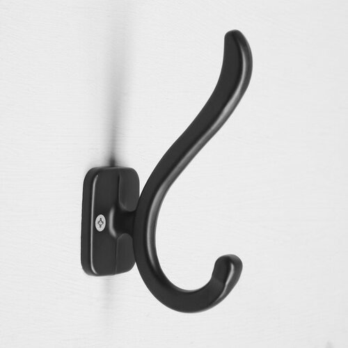 Крючок мебельный KMC004BL CAPPIO, двухрожковый, цвет черный