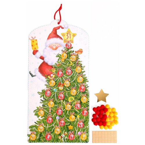 Адвент-календарь Феникс Present Дед Мороз, 46.5 см, желтый/зеленый/красный
