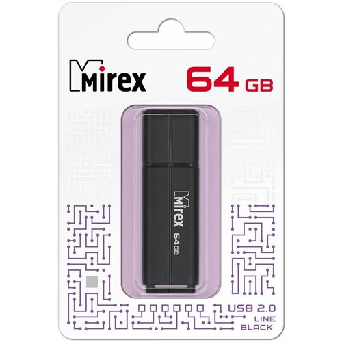 Флешка USB Flash Drive MIREX LINE BLACK 64GB