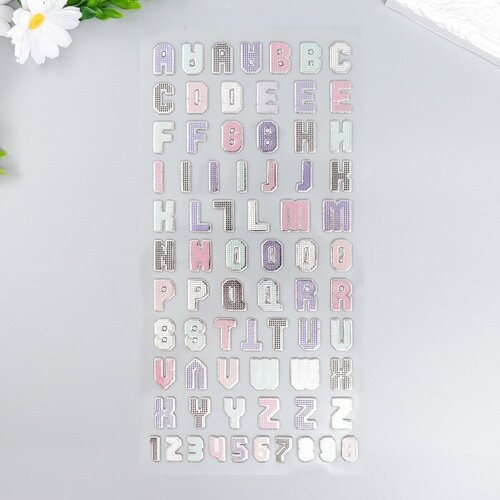 MARU Наклейка пластик "Английский алфавит и цифры. Пиксели" 31х14 см