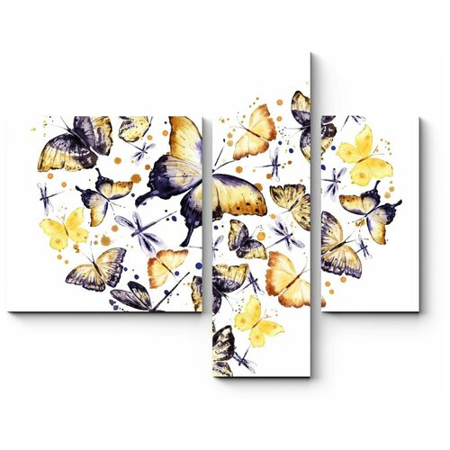Модульная картина Винтажные бабочки 130x107