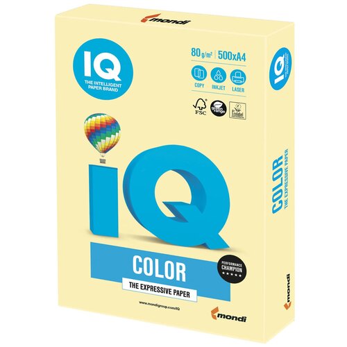 Бумага IQ Color A4 80 г/м², 500 л, желтый YE23