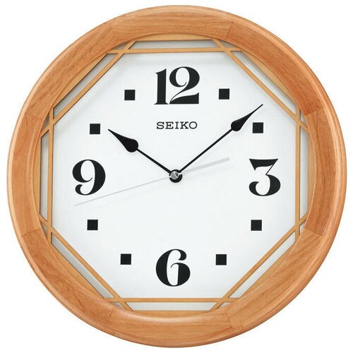 Часы настенные Кварцевый (Япония) SEIKO QXA565, белый/светло-коричневый