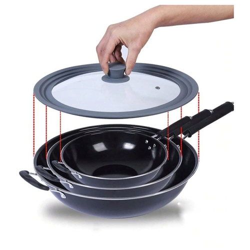 Крышка универсальная для трех размеров посуды 24-26-28 см, черная