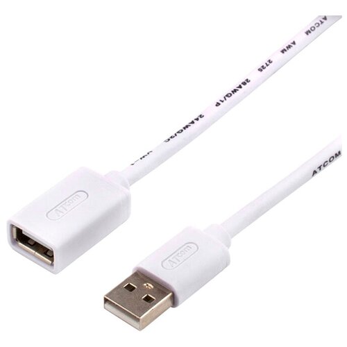 Удлинитель Atcom USB - USB (AT3788), 0.8 м, белый