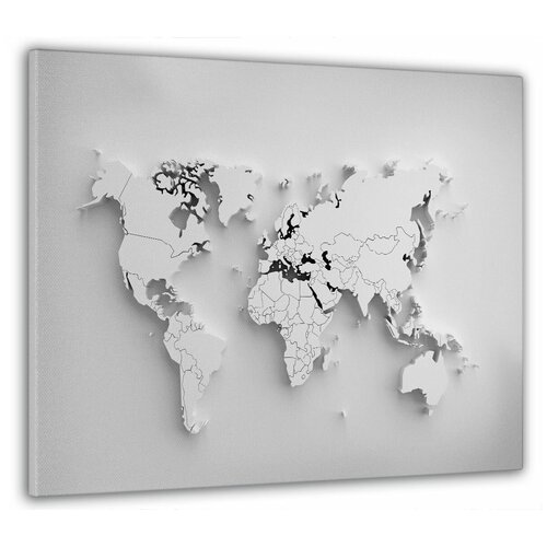 Картина на стену для интерьера "Белая карта мира" 30x40 см MK10106_K