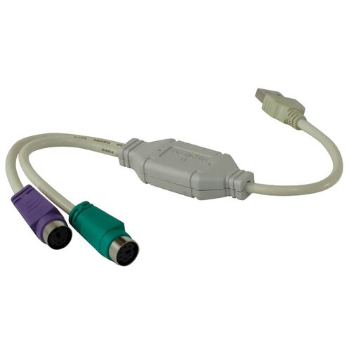 Переходник/адаптер VCOM USB - 2xPS/2 (VUS7057), 0.1 м, 1 шт., белый