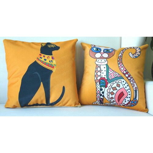 Чехлы для подушек 40х40, декоративные наволочки 40х40 / Египетский кот и кошка 2 шт.