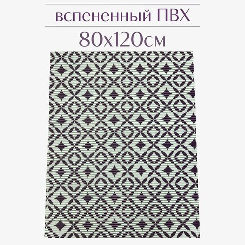 Напольный коврик для ванной из вспененного ПВХ 80x120 см, фиолетовый/белый, с рисунком