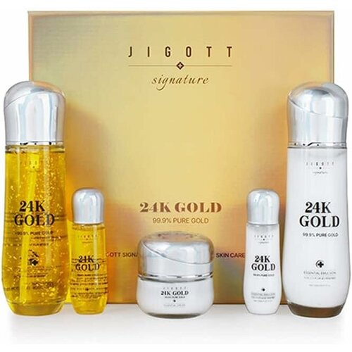 Набор с частицами золота для ухода за кожей Jigott Signature 24k Gold Essential Skin Care 3set