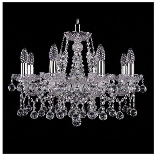 Люстра Bohemia Ivele Crystal 1413 1413/8/200/Ni/Balls, E14, 320 Вт, кол-во ламп: 8 шт., цвет: никель