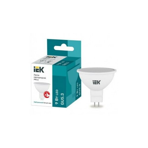 Светодиодная LED лампа IEK MR16 GU5.3 220V 9W(810lm) 4000К 4K 50x50 матовая LLE-MR16-9-230-40-GU5 (упаковка 12 штук)